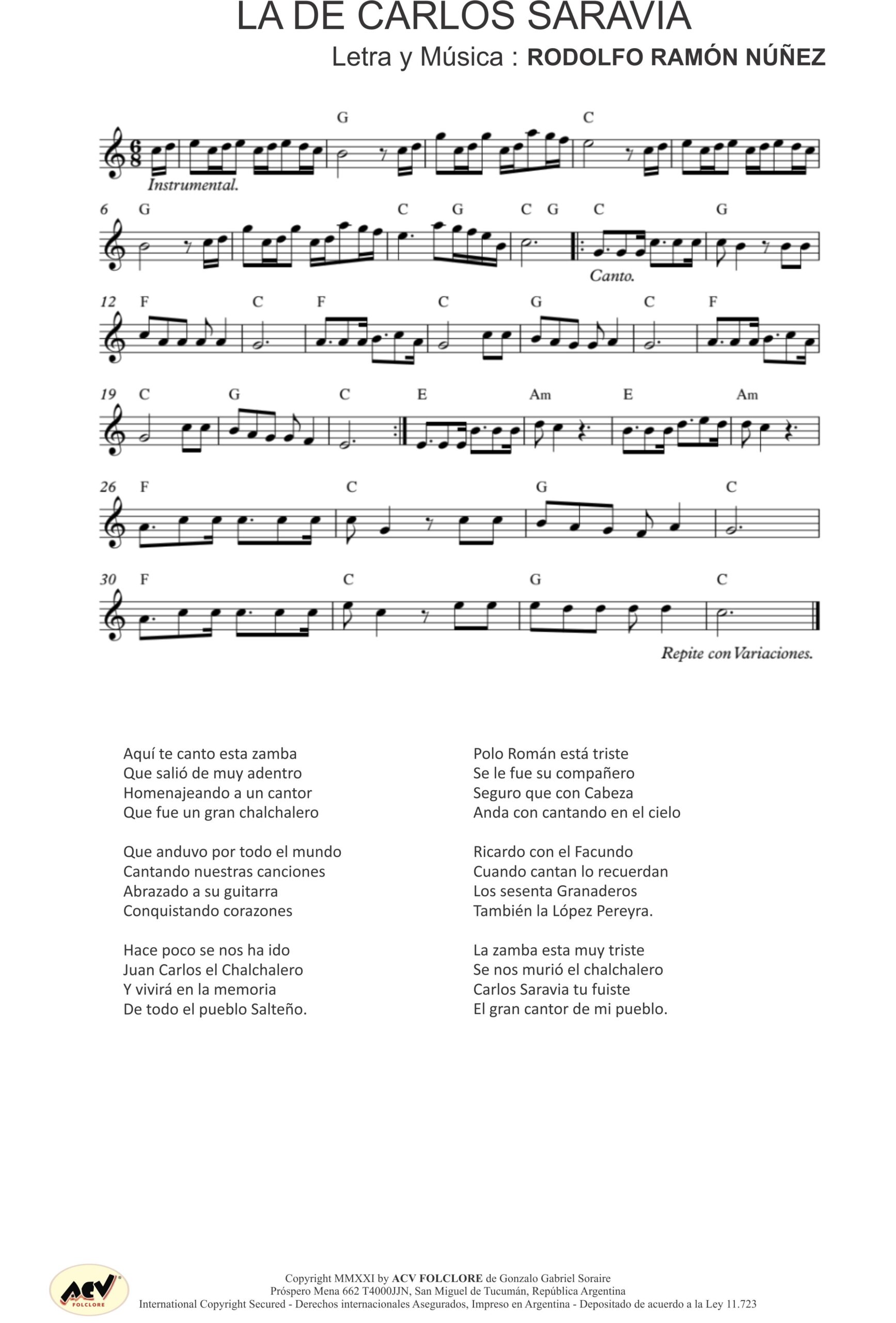 La de Carlos Saravia – ACV Folclore